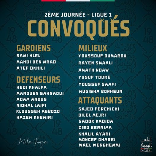 Ligue1-J1 : La liste du Stade Tunisien pour affronter l'ES Métlaoui